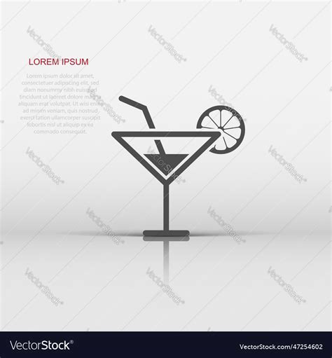 Alcohol Cocktail Icon In Flat Style Drink Glass Vector Image