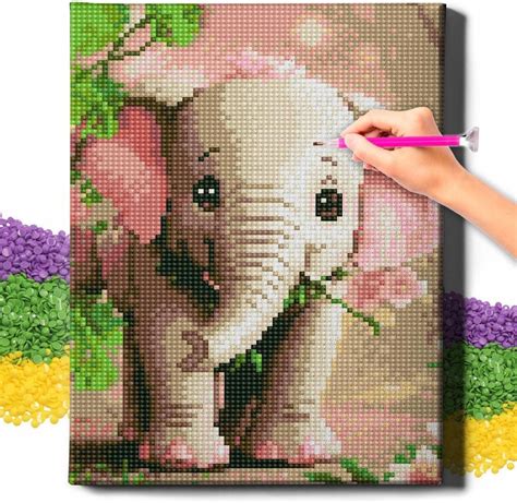 Oh Art Haft Diamentowy 5D Z Ramką Diamond Painting 20X30 Mozaika Słoń
