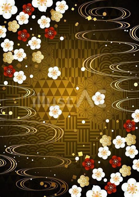 梅コーナーの六角吉祥背景タテ暗金イラスト No 23383892無料イラスト フリー素材ならイラストAC
