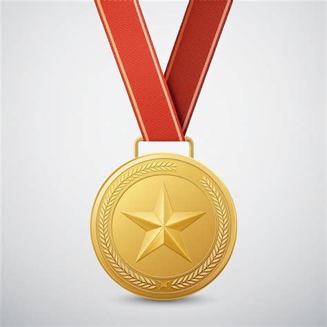 Una Medalla De Oro Con Una Estrella En Ella Se Muestra Con Una Cinta De