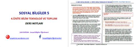 4 Ünite Bilim Teknoloji ve Toplum Ders Notları Sosyal Bilgiler