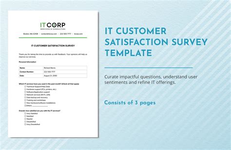 It Customer Satisfaction Survey Template In Word Pdf Google Docs