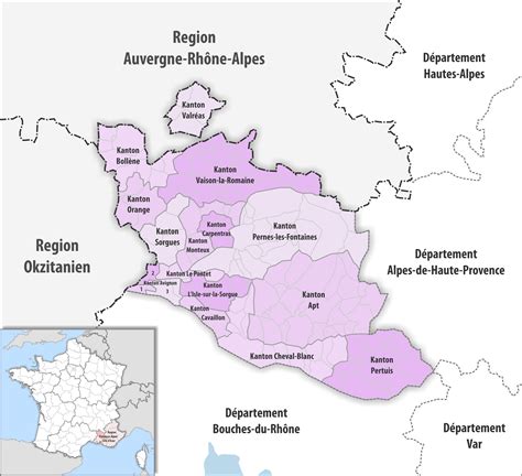 Carte des cantons du département de Vaucluse
