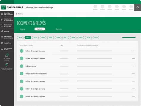 Contrat banque assurance et relevé de compte en ligne BNP Paribas