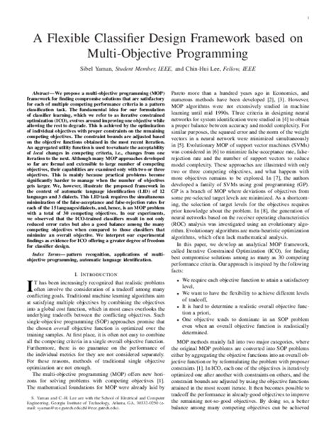 pdf a flexible classifier design framework based on multiobjective programming sibel yaman