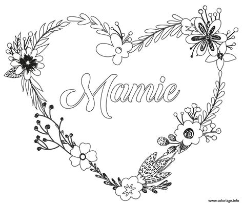 Coloriage Coeur Fleurs Fete Des Mamies Jecolorie