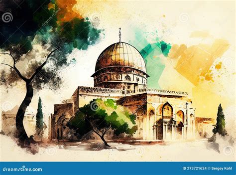 Al Aqsa Mosque In Jerusalem Vector Drawing CartoonDealer 235728775