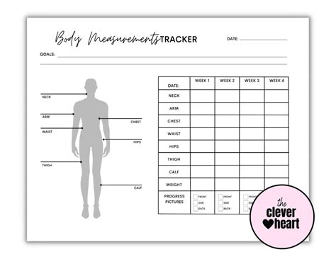 Free Body Measurements Tracker Printable PDF The Clever Heart