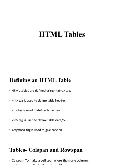 html tables pdf
