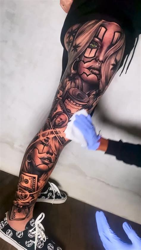 Tatuagem Masculina Chicana Na Perna V Deo Tatuagem Na Perna
