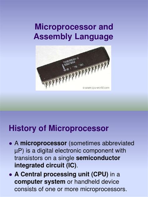 introduction to microprocessors microprocessor central processing unit
