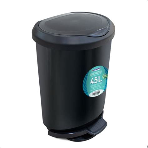 Lixeira Pedal 45l Grande Multiuso Preta Cozinha Porta Saco Preto