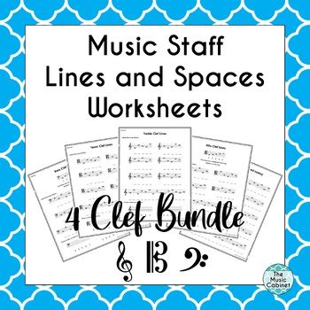 Music Staff Lines And Spaces Worksheets Bundle For Treble Alto Tenor