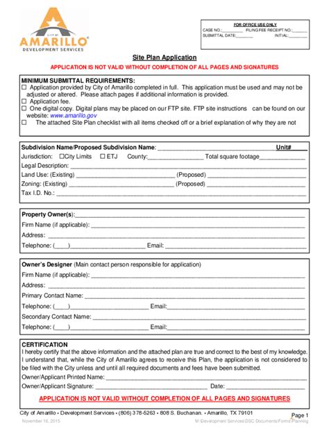Fillable Online Site Plan Application Amarillo Fax Email Print
