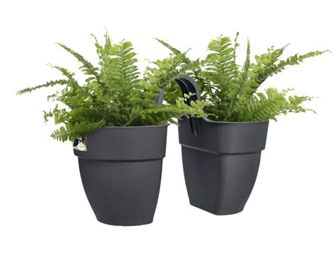 Doniczka Dwustronna Balkonowa Antracytowa Vibia Flower Twin 21