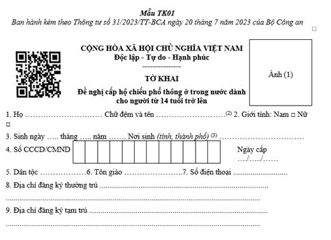 Mẫu tờ khai cấp hộ chiếu mới nhất 2024 và hướng dẫn cách ghi
