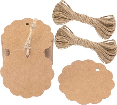 G2PLUS 100PCS Papier Kraft Etiquette Étiquettes Cadeau 6x6cm Étiquette