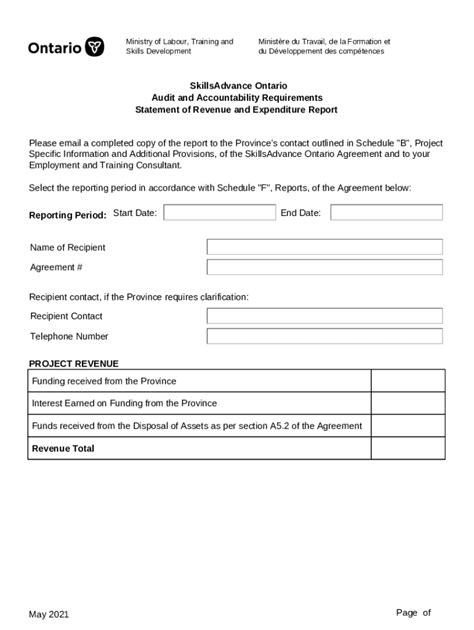 Fillable Online Statement Of Revenue And Expenditure Report