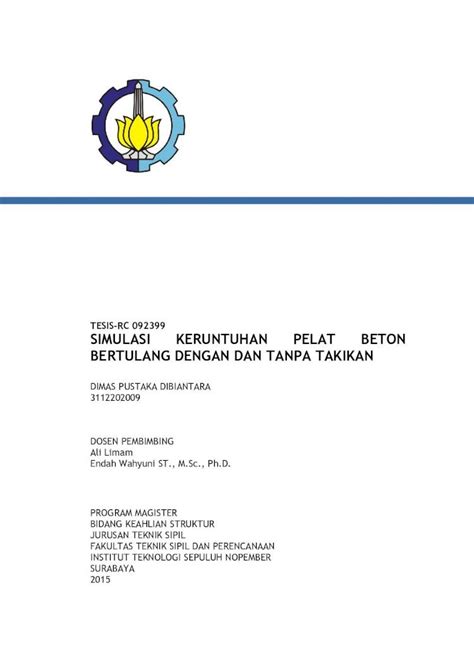 PDF TESIS RC 092399 SIMULASI KERUNTUHAN PELAT BETON Simulasi