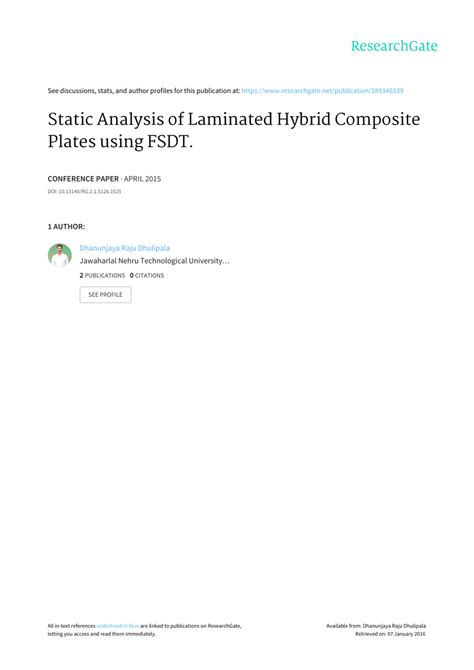 pdf static analysis of laminated hybrid composite plates using fsdt