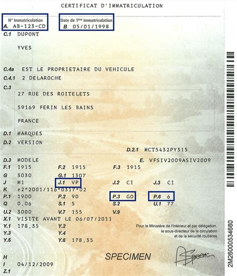 Comment lire une carte grise X Press Formalités