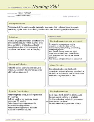 Cardiac Catheterization ATI Active Learning Template ACTIVE
