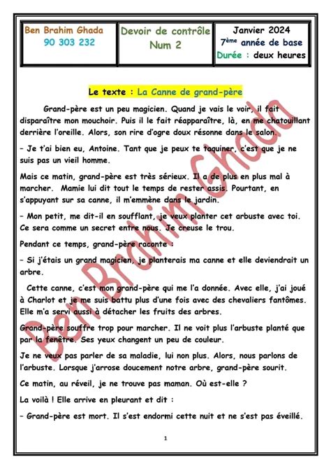 Me Fran Ais Devoir De Contr Le Num Correction