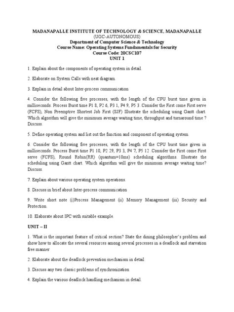 question bank pdf process computing scheduling computing