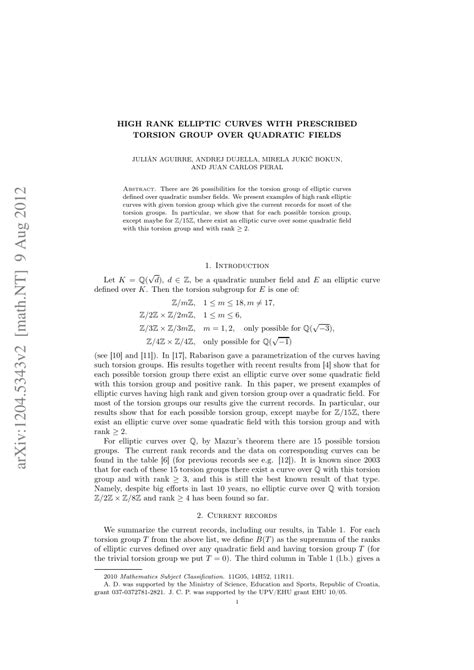 pdf high rank elliptic curves with prescribed torsion group over quadratic fields