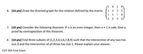solved 6 10 pts draw the directed graph for the relation