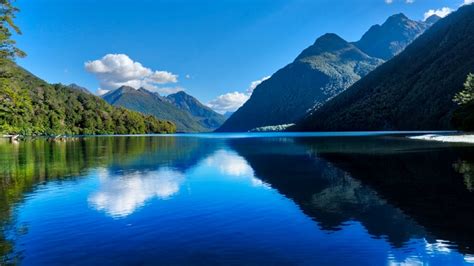 4K New Zealand Mountains Nature Landscape Clouds Reflection