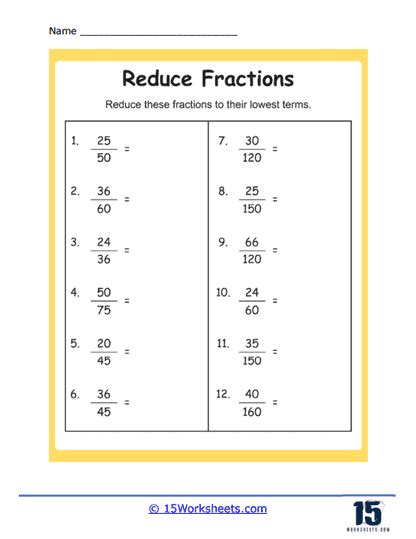 Simplifying Fractions Worksheets Worksheets