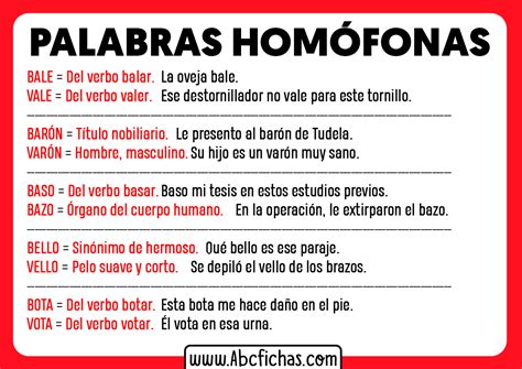 Ejemplos De Palabras Homofonas Abc Fichas The Best Porn Website