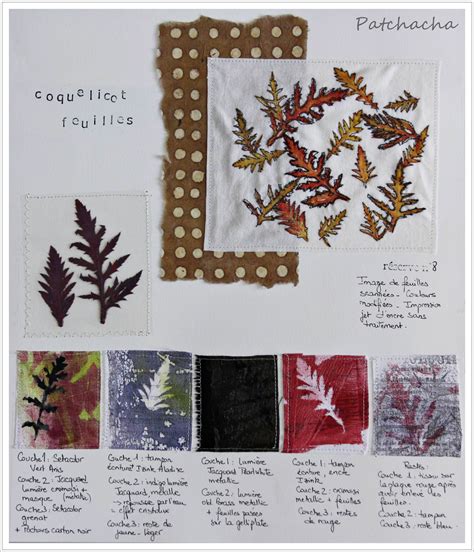 Série feuilles 5 des transferts sur tissu Patchacha Créations