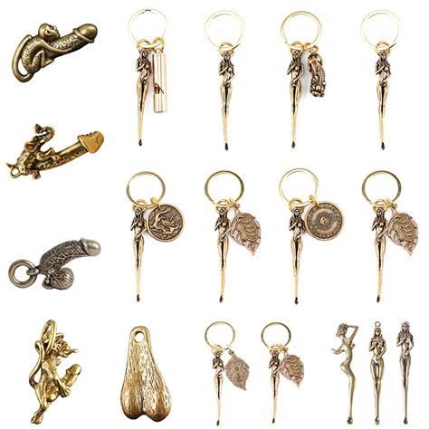 Brass Naughty Monkey Big Genitalia Penis Car Key Chain Rings Pendants