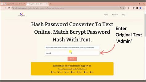 match bcrypt hash with password and check hash password converter to text online youtube