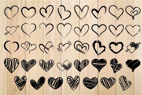Distressed Heart SVG Heart Svg Bundle Doodle Hearts Scribble Heart