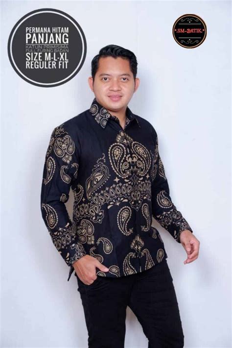 Promo Kemeja Batik Premium Warna Hitam Batik Lengan Panjang Terbaru