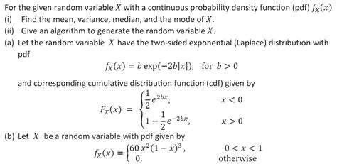 solved for the given random variable x with a continuous