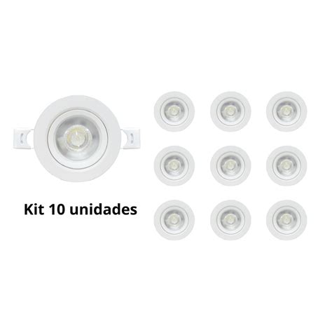 Kit 10 Spot Led Econômico 5W 7W Embutir Direcionável Branco Frio Quente