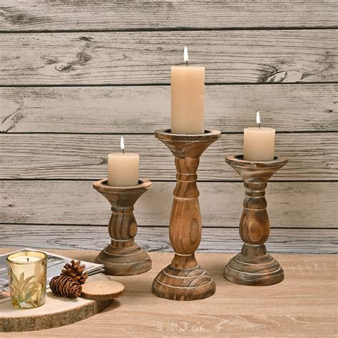 Yorkmills Pillar Candle Holder Set Of 3 Farmhouse Decor Living Room