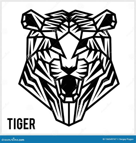 Abstract Linear Polygonal Head Of A Tiger Vector Stock Vector