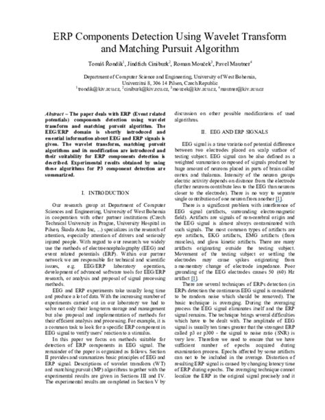 pdf erp components detection using wavelet transform and matching pursuit algorithm pavel