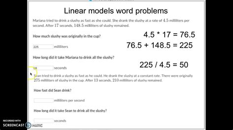 linear models word problems youtube