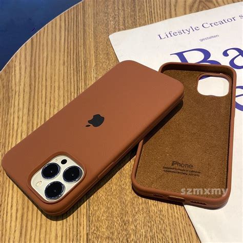 Capa De Celular De Silicone Floculante Cor Marrom Para IPhone 14 13 12