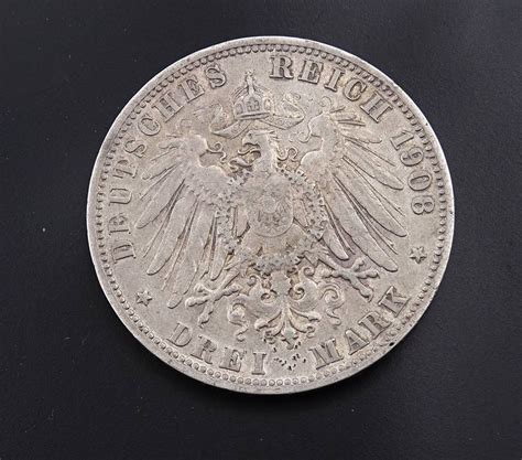 Auktion Drei Mark Deutsches Reich Wilhelm Ii K Nig Von