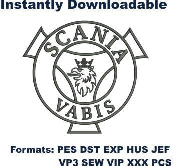 An Image Of The Logo For Scania Vadiss Which Is Printed On White Paper