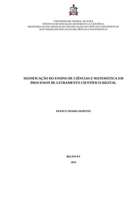 PDF SIGNIFICAÇÃO DO ENSINO DE CIÊNCIAS E MATEMÁTICA EM do curso