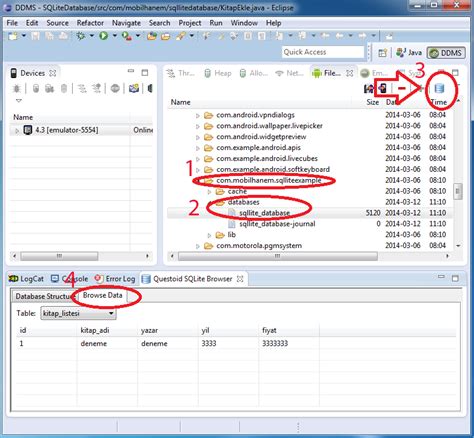 Android Eclipse SQLite Plugin ve SQLite Browser Kullanımı