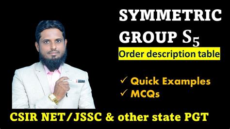 lec 23b symmetric group s5 order description table number of elements of order n using